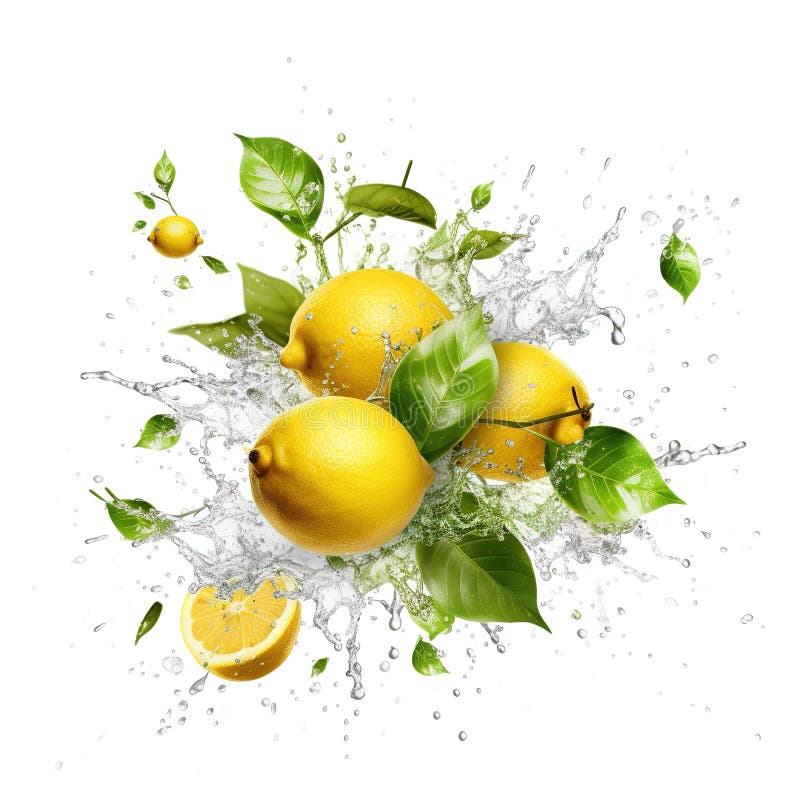Fresh Lemon and Splash. Generative AI Stock Illustration - Illustration ...