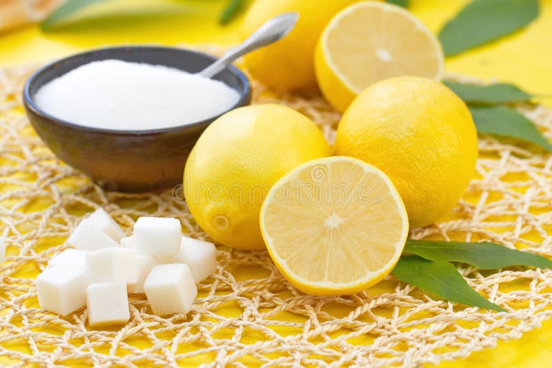 Fresh lemon and sugar stock image. Image of aroma, food - 60852721