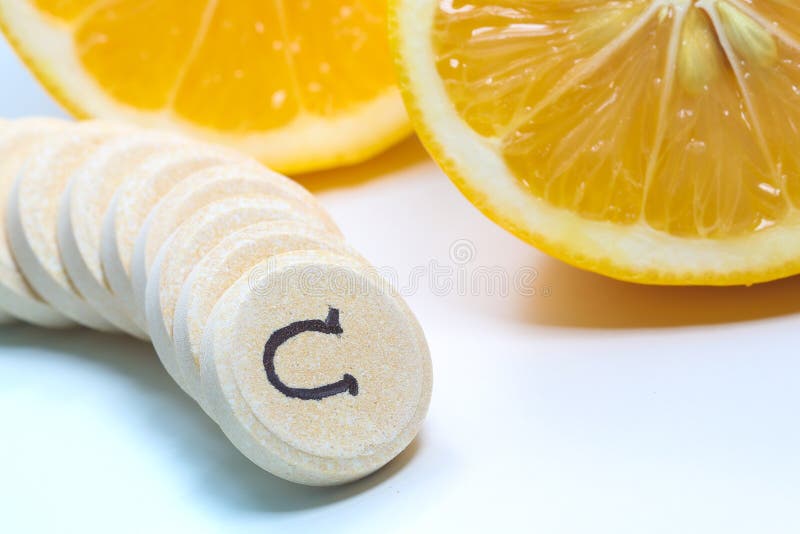 Fresh Lemon and Vitamin C Tablets Stock Image - Image of drugstore ...