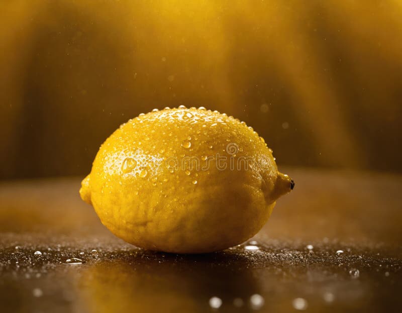 Fresh Lemon with Water Drops in Backlight of Sun Stock Illustration ...