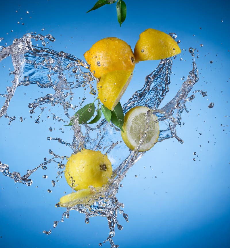 Lemon with water splash stock image. Image of diet, flavor - 29917217