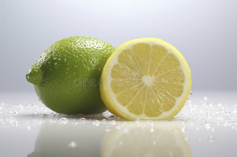 Fresh Lemon on White Background in Studio Setting Stock Illustration ...