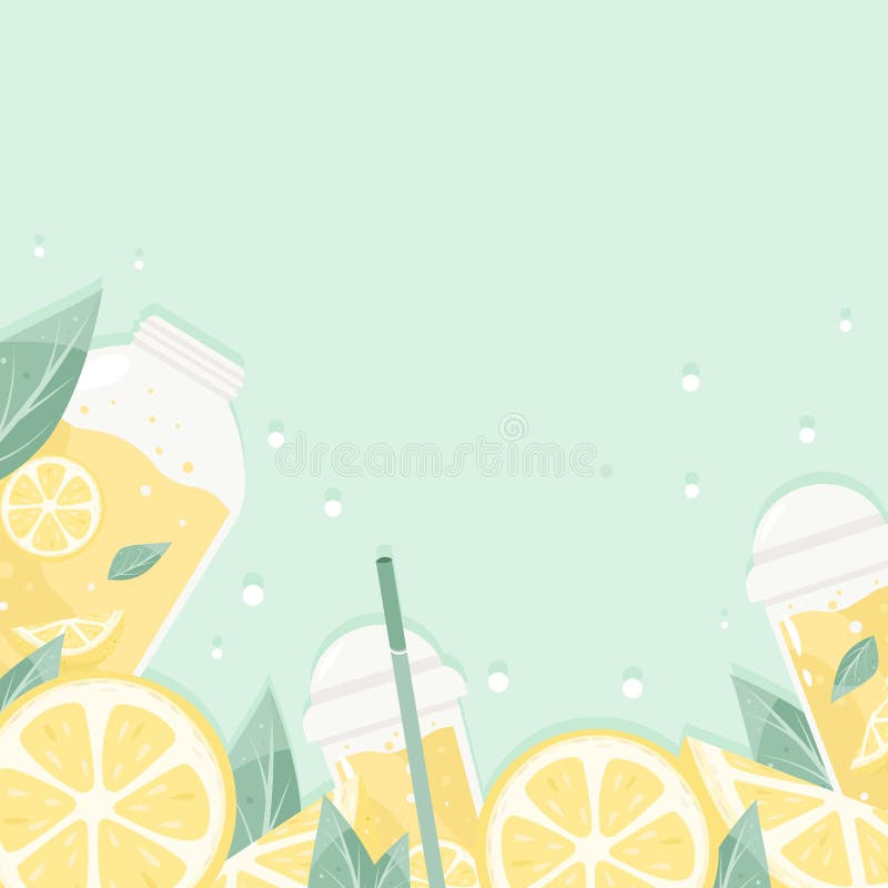 Fresh Lemonade Banner with Yellow Lemon, Fruit Slice and Drops ...