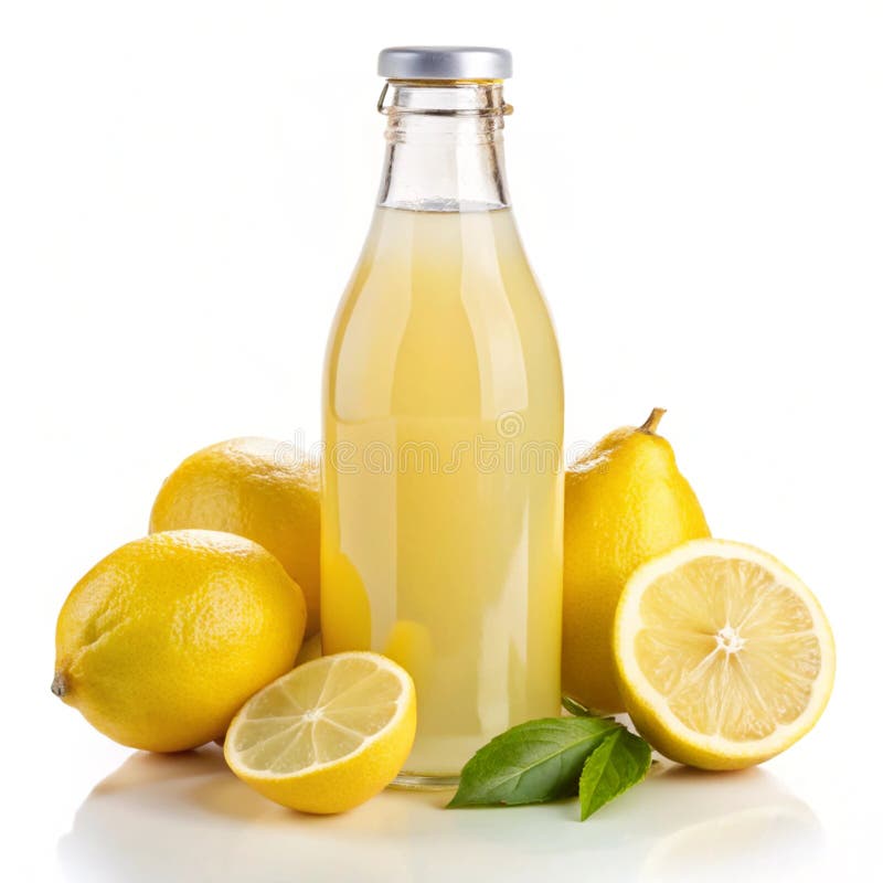 Fresh Lemonade with Ice Isolated on White Background Stock Illustration ...