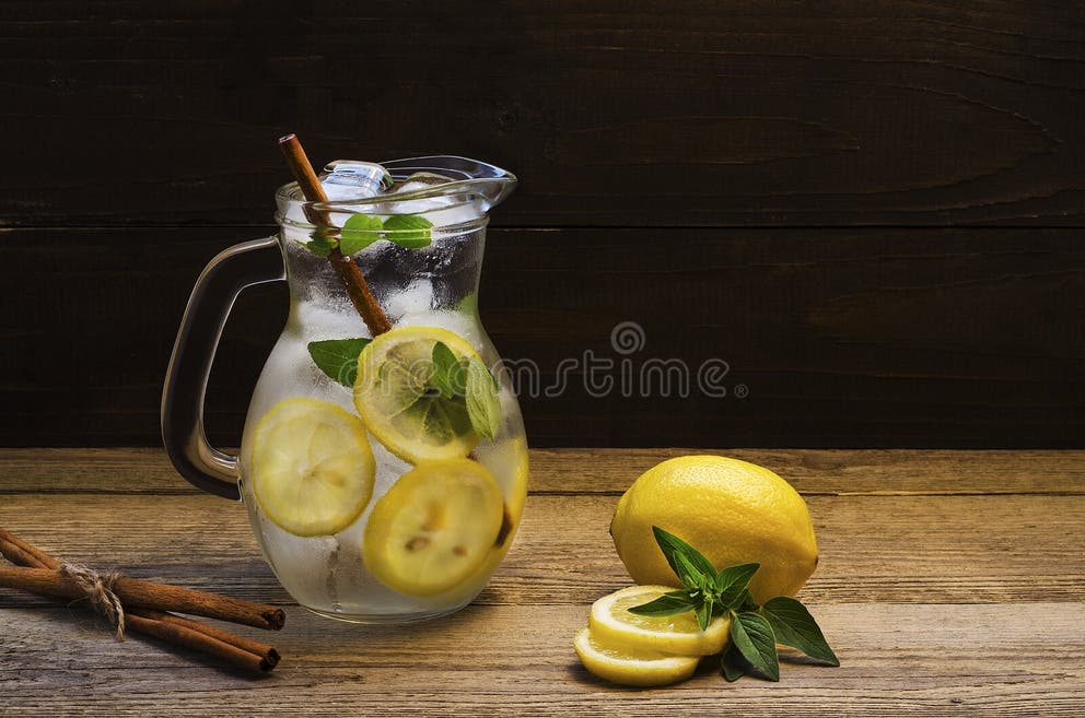 Fresh Lemonade with Mint and Cinnamon 1 Stock Image - Image of glass ...