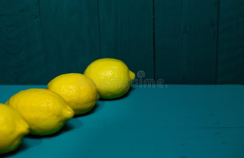Fresh Lemons on a Beautiful, Dark Background, Side View. Stock Photo ...