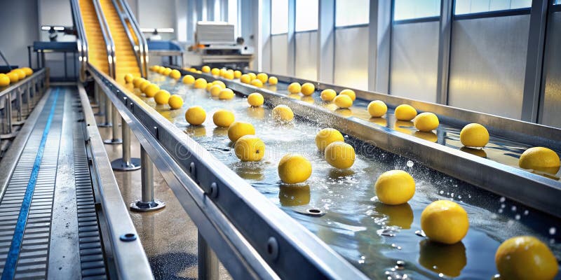 Fresh Lemons on a Conveyor Belt HighSpeed Food Processing in Action ...