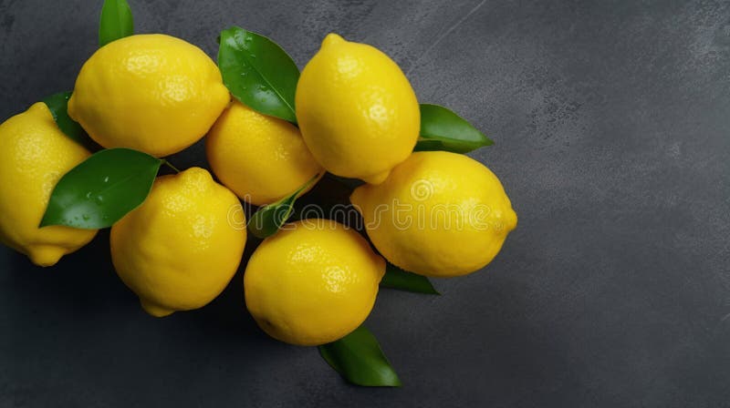 Fresh Lemons on Grey Background AI Generated Image Stock Illustration ...