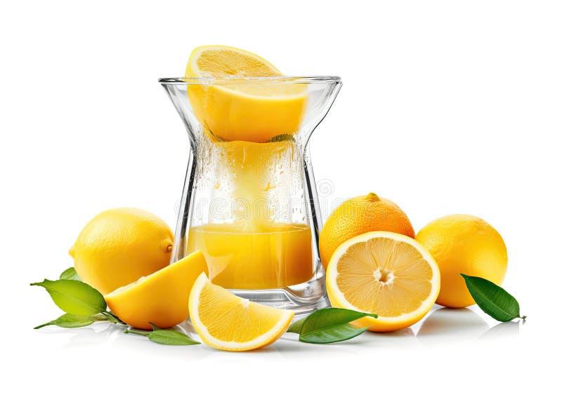 Fresh Lemons with Lemon Squeezer Generative AI Illustration Stock ...