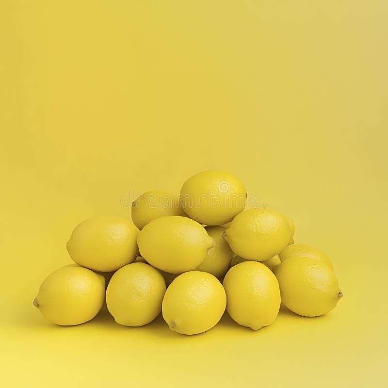 Fresh Lemons Piled High on Bold Yellow Surface Stock Image - Image of ...