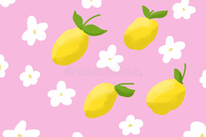 Fresh Lemons on Pink Background Stock Illustration - Illustration of ...