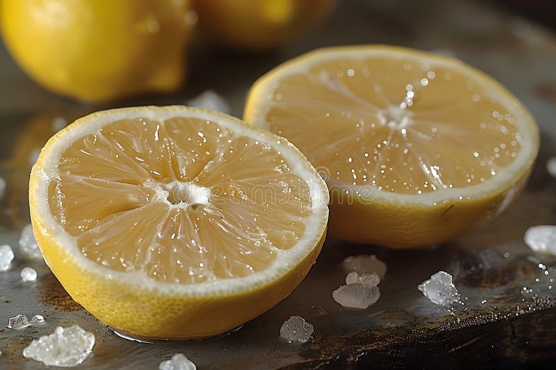 Fresh Lemons with Salt on Rustic Surface for Culinary and Beverage ...