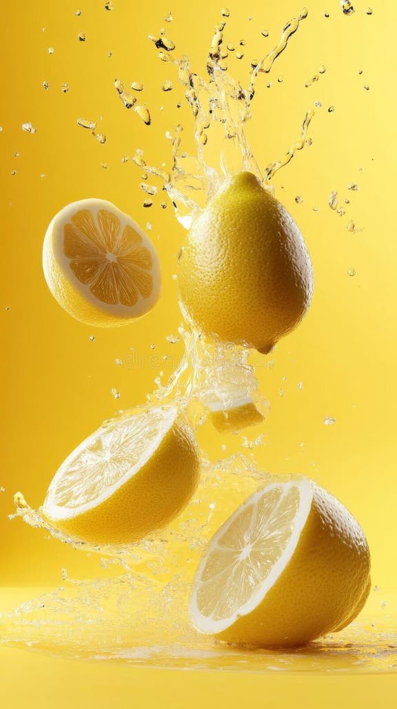 Fresh Lemons Splash in Liquid, a Citrus Delight and Summer Refreshment ...