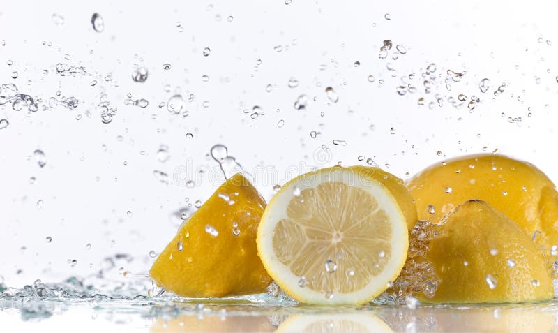 Fresh Lemons with Water Splash Stock Photo - Image of lemon, water ...