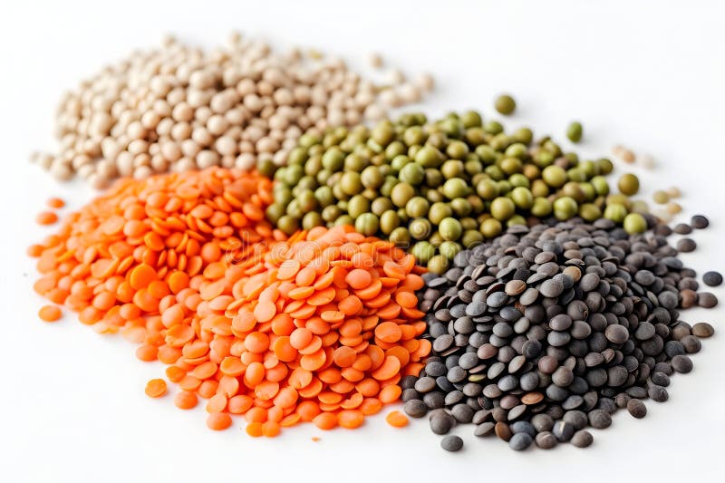 Fresh Lentils Arranged Neatly on a White Surface, Symbolizing ...