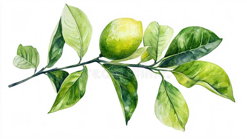 Fresh Lime Branch with Vibrant Green Leaves on White Background Stock ...