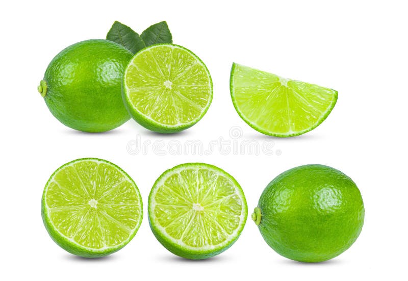Fresh Lime with Leaf Isolated on White Background Stock Image - Image ...