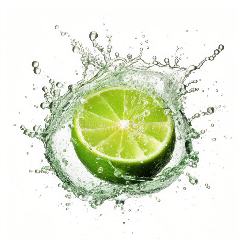 Fresh Lime Splash in Mid-air with Copy Space for Beverage and Culinary ...