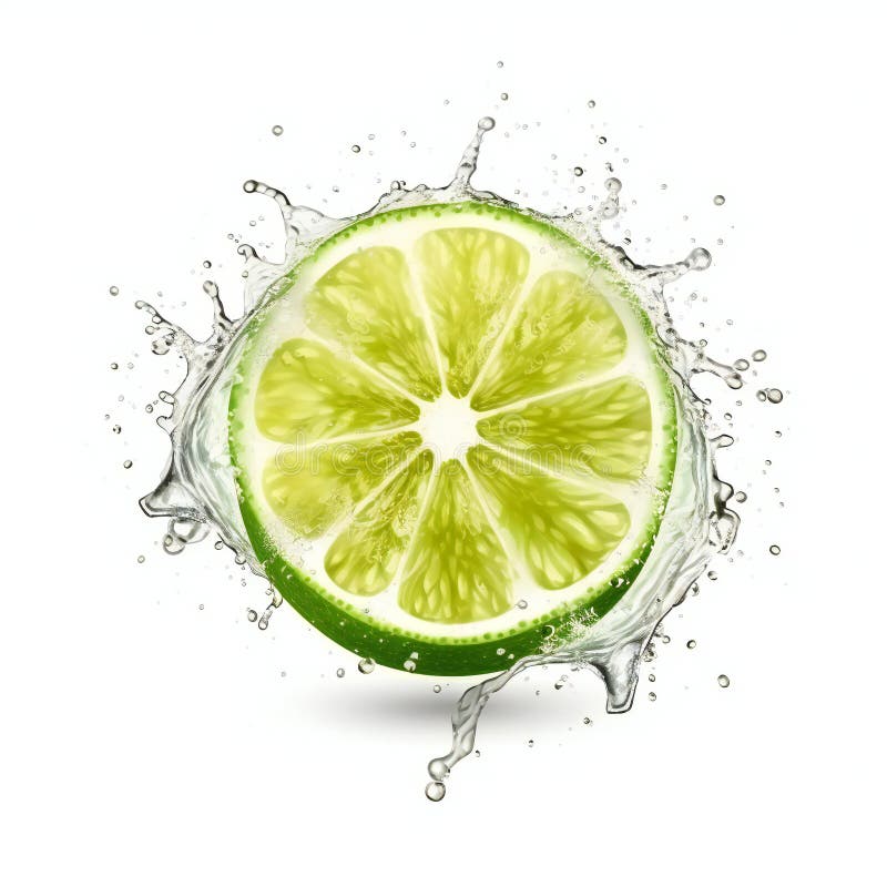 Fresh Lime and Splash of Water Stock Illustration - Illustration of ...