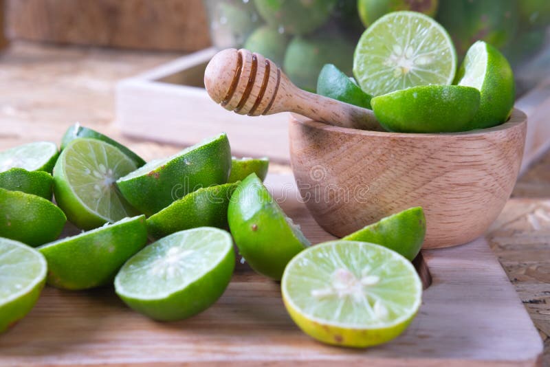 Fresh Limes Prepare for Lime Juice Stock Photo - Image of green ...