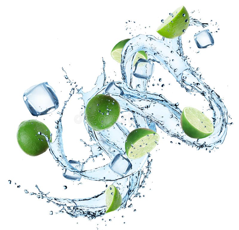 Fresh Lime Dropped into Water with Splash Stock Image - Image of diet ...