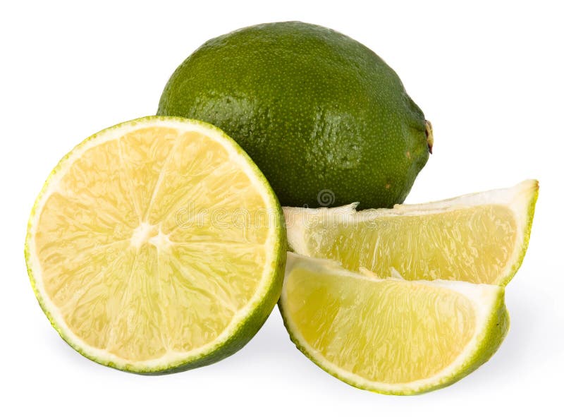 Fresh limes on white stock photo. Image of leaf, orange - 35813188