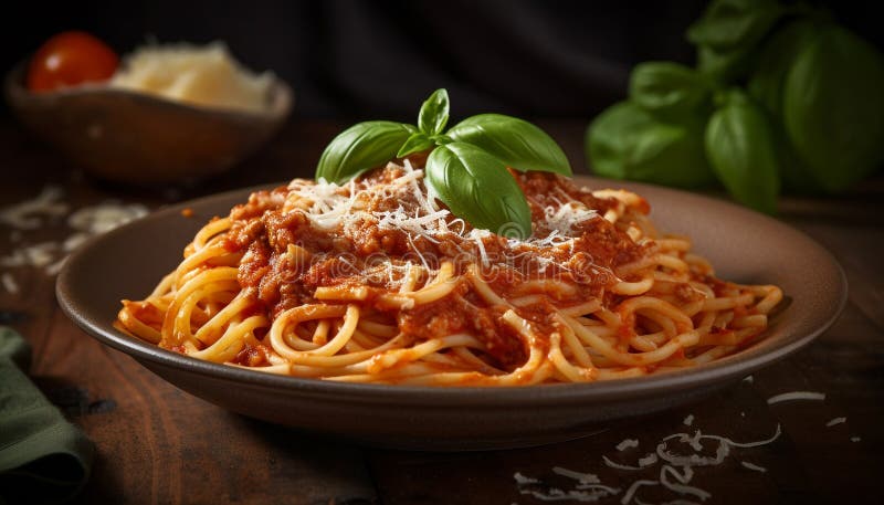 Fresh Linguini with Savory Bolognese Sauce Food Generated by AI Stock ...