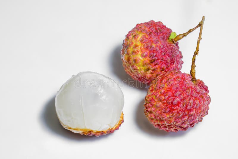Fresh Litchi/lychee Isolated on White Background Stock Photo - Image of ...