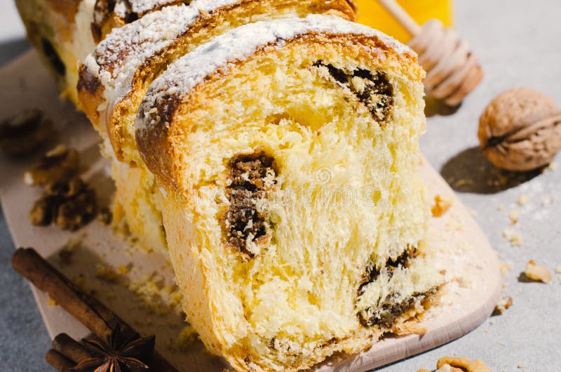 Fresh Loaf with Walnut Cinnamon Filling, Traditional Bakery Stock Image ...