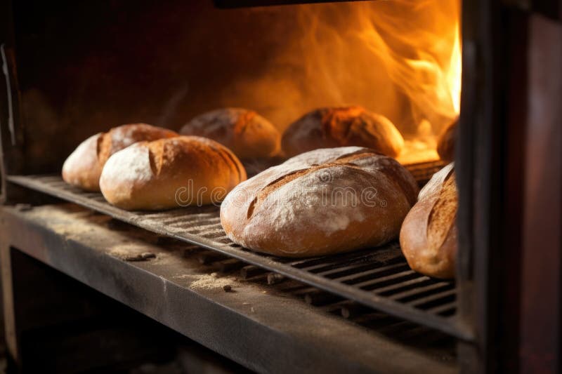 Fresh Loaves of Bread Cooling Next To a Hot Oven Stock Image - Image of ...