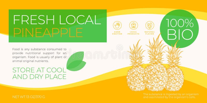 Fresh Local Fruits Label Template. Abstract Vector Packaging Horizontal ...