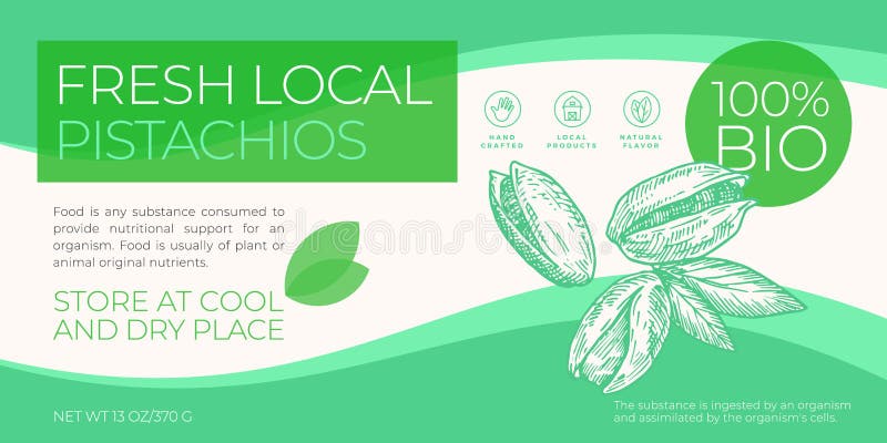 Fresh Local Nuts Label Template. Abstract Vector Packaging Horizontal ...
