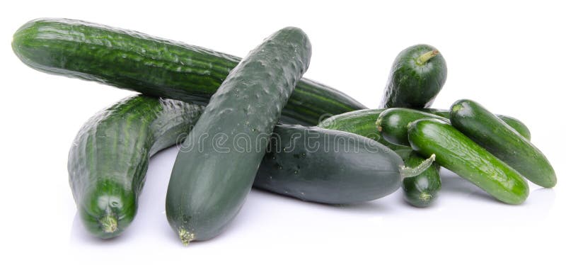 Fresh Long and Mini Cucumbers Stock Image - Image of long, isolated ...