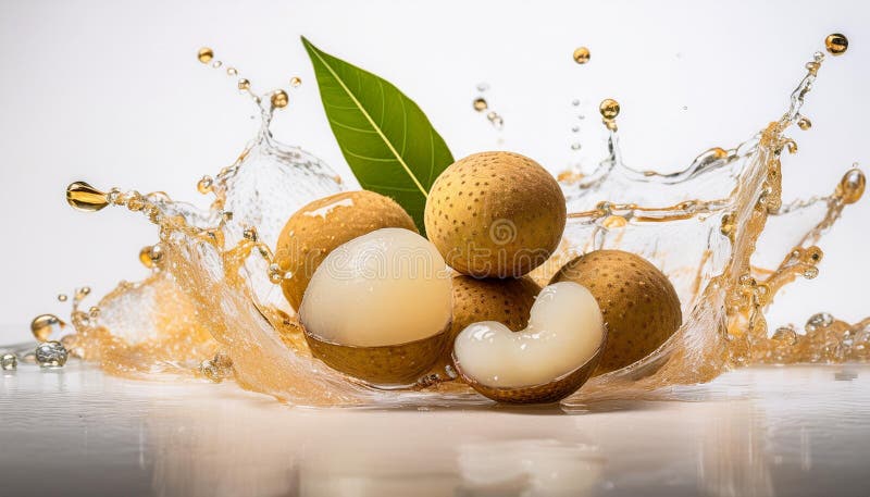 Fresh Longan a Few Slices and a Splash of Fresh Longan Juice Form a ...