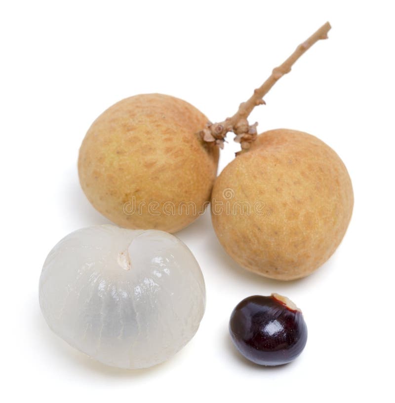 Fresh Longan Fruit with Leaves and Seed on White Background Stock Photo ...
