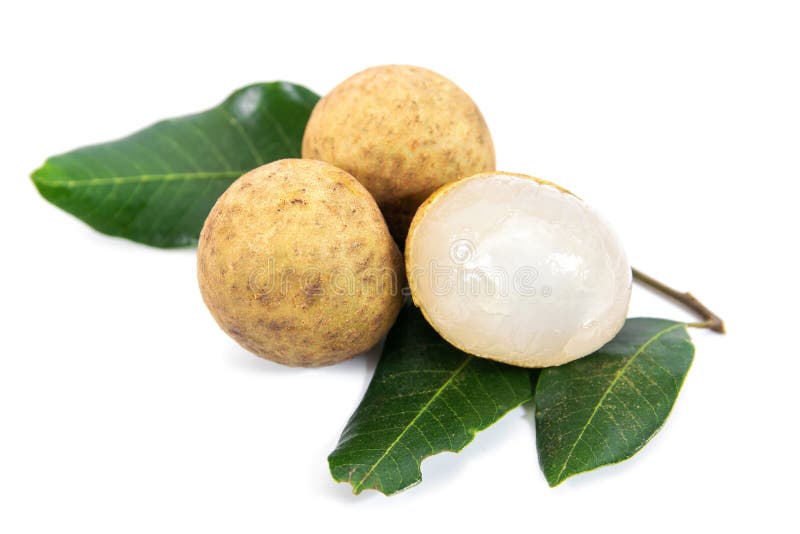 Fresh Longan Friot Isolate on White Background . Peel Off Longan Fruit ...