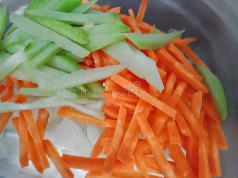 Fresh Looking Chopped Vegetables Consisting of Carrots and Squash Stock ...