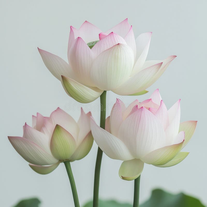 Fresh Lotus Flowers on White Background Stock Photo - Image of ...