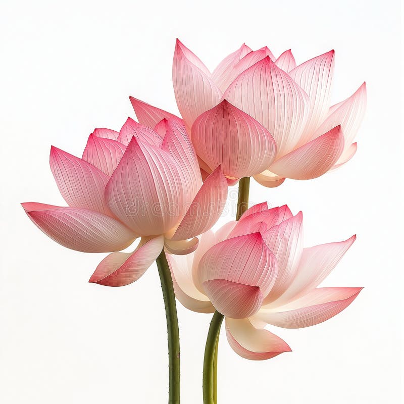 Fresh Lotus Flowers on White Background Stock Image - Image of blooming ...
