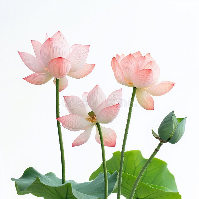 Fresh Lotus Flowers on White Background Stock Image - Image of water ...