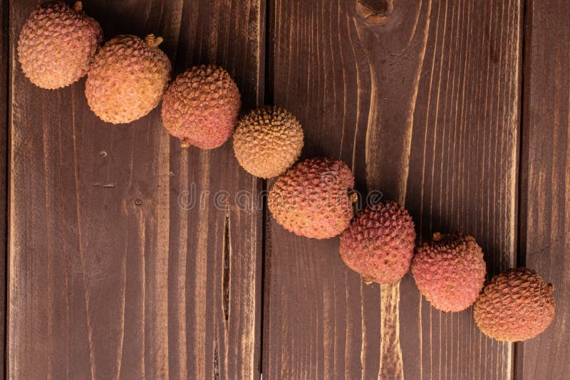 Fresh Lychee Fruit on Brown Wood Stock Image - Image of brown, healthy ...