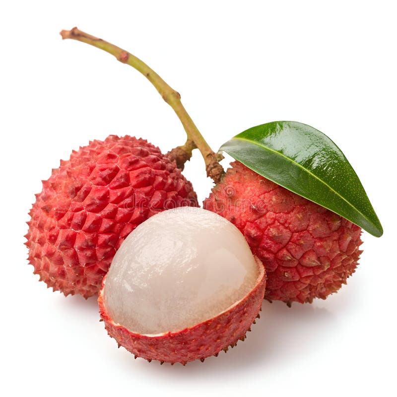 Fresh Lychee Fruit Isolated on White Background Stock Illustration ...