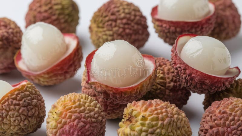 Fresh Lychee Fruit Isolated on White Background Stock Illustration ...