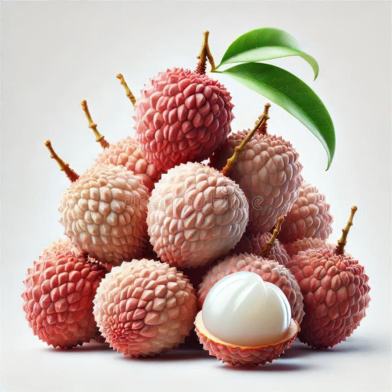 Fresh Lychee Fruit Isolated on White Background Stock Illustration ...