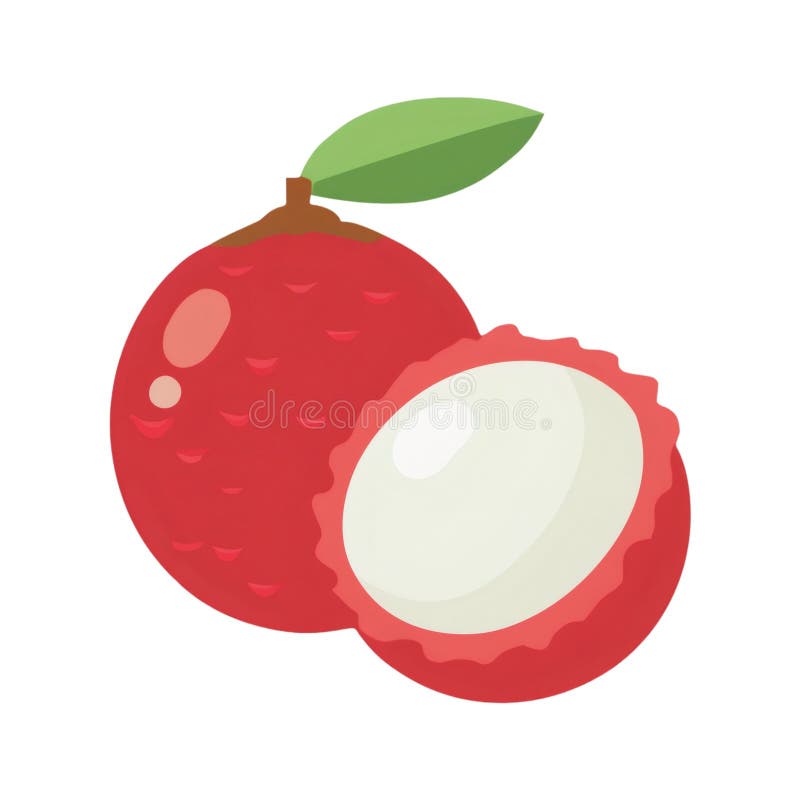 Fresh Lychee Fruit with Leaf and Transparent Background Stock ...