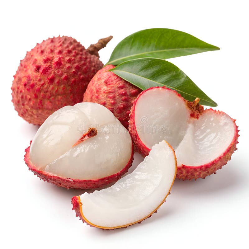Fresh Lychee Fruit with Slices Isolated Stock Illustration ...