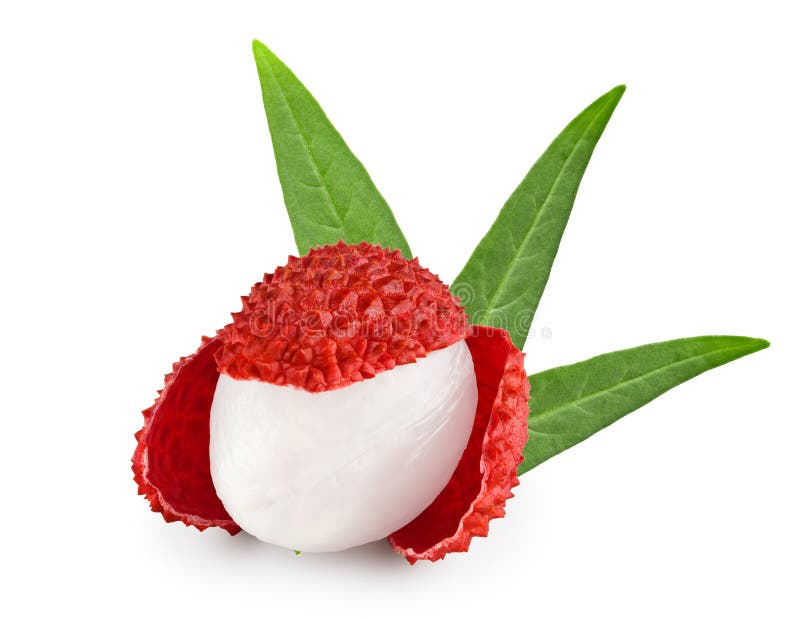 Fresh Lychee with Leaves Isolated on White Background. Clipping Path ...