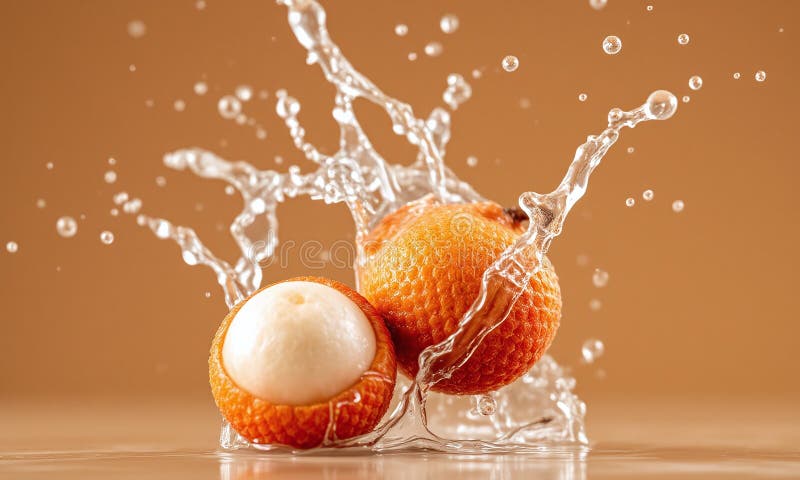 Fresh Lychee with Splashing Water Stock Illustration - Illustration of ...