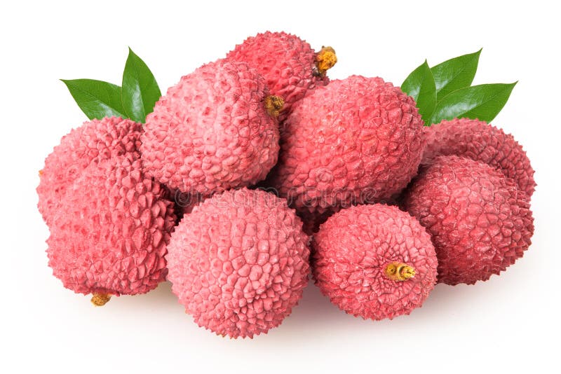 Fresh Lychees Isolated on White Stock Photo - Image of leaf, lichee ...