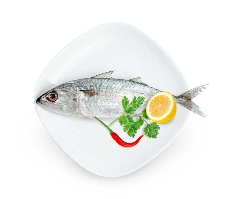 Fresh Mackerel Fish Dish Isolated White Background Include Clipping ...